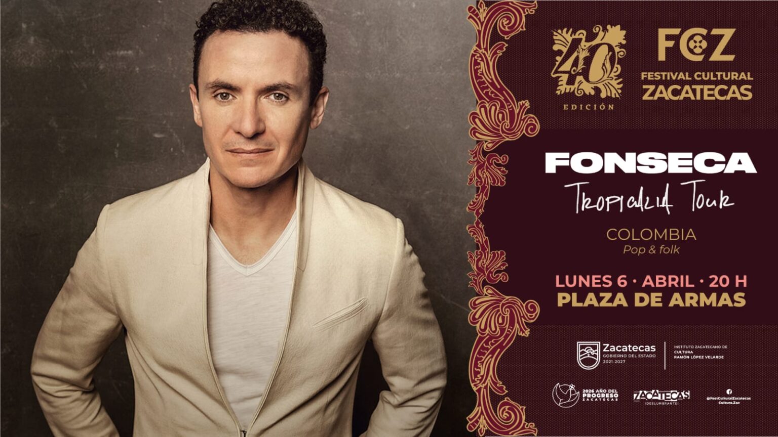 Fonseca, presente en el 40 Festival Cultural de Zacatecas 2026 – Átomos