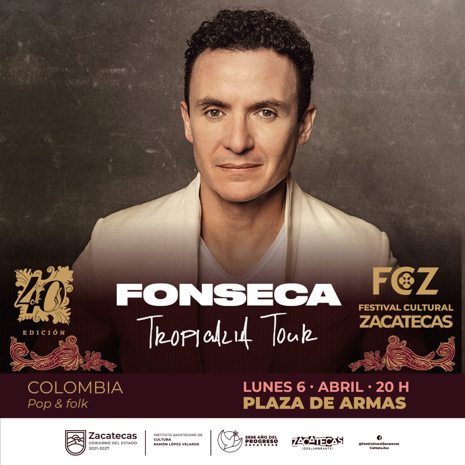 Fonseca, presente en el 40 Festival Cultural de Zacatecas 2026 – Átomos